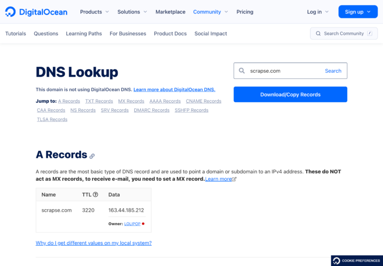ドメイン名からDNSの内容を知る方法 - Scrapse